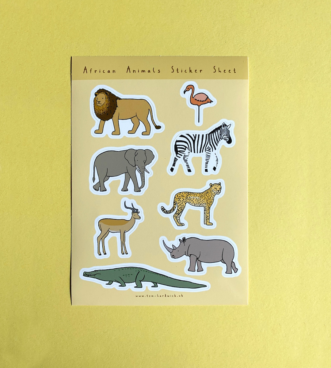 African Animals Sticker Sheet - Vinyl Kiss-cut Stickers, Wildlife ...