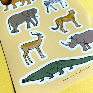 African Animals Sticker Sheet - Vinyl Kiss-cut Stickers, Wildlife ...