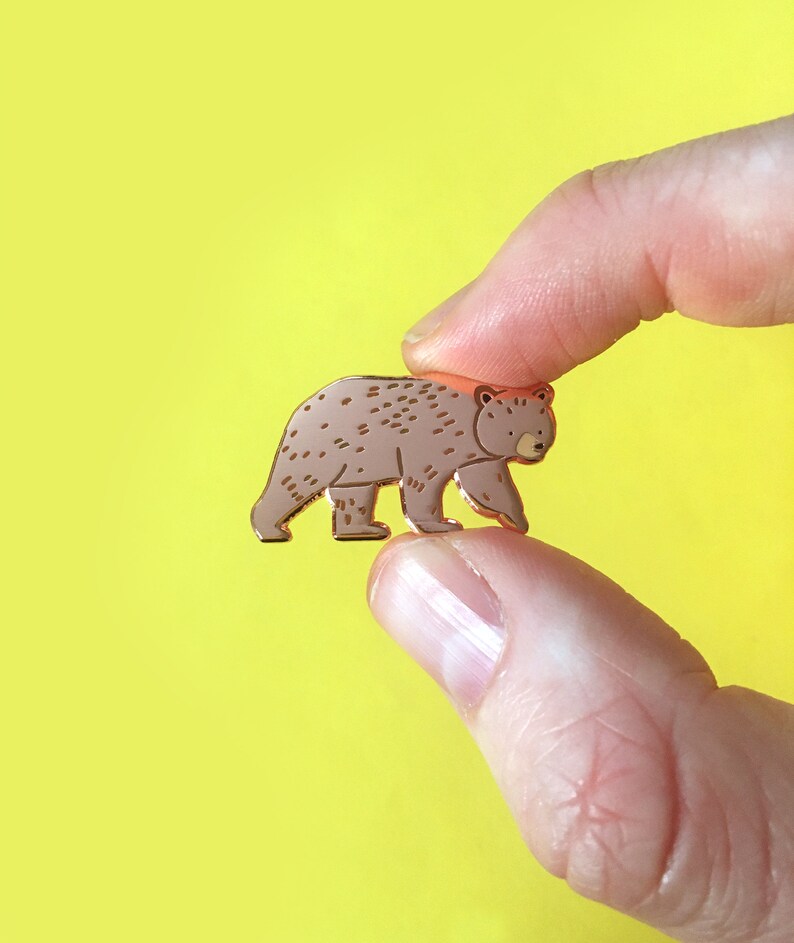 Bear Enamel Pin Woodland Animal Pin Badge Hard Enamel Pin - Etsy