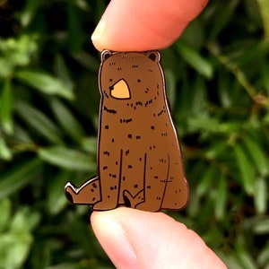 Brown Bear Enamel Pin - Cute Animal Pin, Pin Badge, Hard Enamel Pin ...