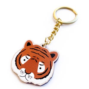Tiger Wooden Key Ring - Etsy