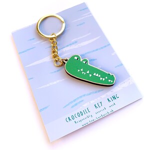 Crocodile Wooden Key Ring - Illustrated Animal Keychain, Sneaky Croc ...