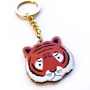 Tiger Wooden Key Ring - Etsy
