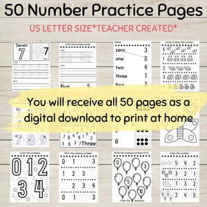 Printable Preschool Worksheets Workbook, 50 Pages, Instant Download ...