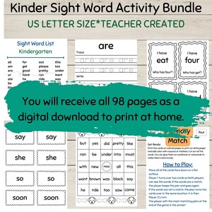 Printable Kindergarten Sight/dolch Word List Bundle, 98 Pages, Trace ...