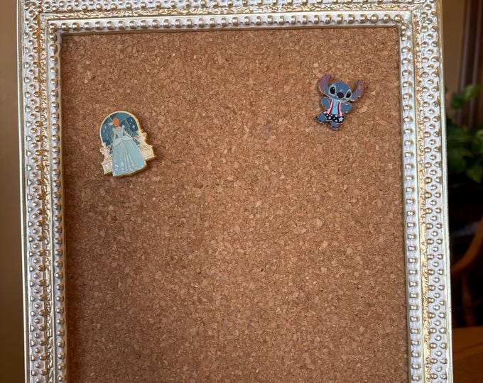 White and Gold Beaded Pin Trading Pinboard Corkboard Frame Display - Etsy