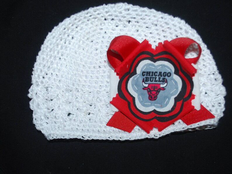 Chicago Bulls Fabric Flower Crochet Hat for Newborn - Etsy
