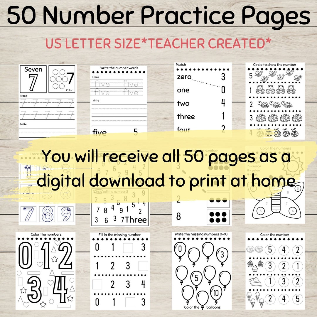 Printable Preschool Worksheets Workbook, 50 Pages, Instant Download ...
