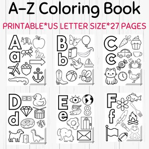 Printable Alphabet Coloring Book A-Z Worksheets Workbook, 27 Pages ...