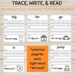 Printable Pre K Sight/dolch Word List Bundle, 80 Pages, Trace/write ...