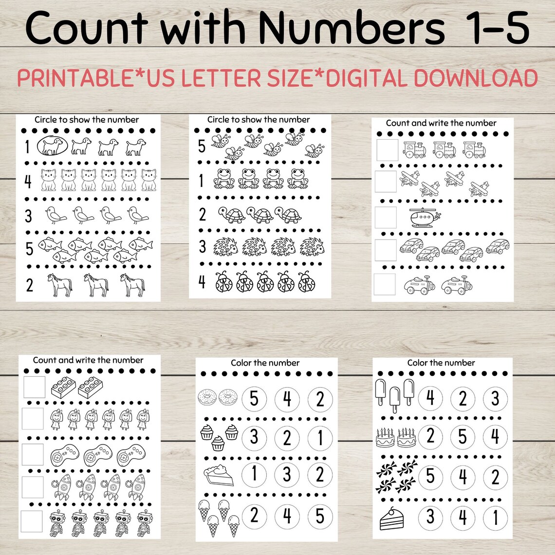 Printable Preschool Worksheets Workbook, 50 Pages, Instant Download ...