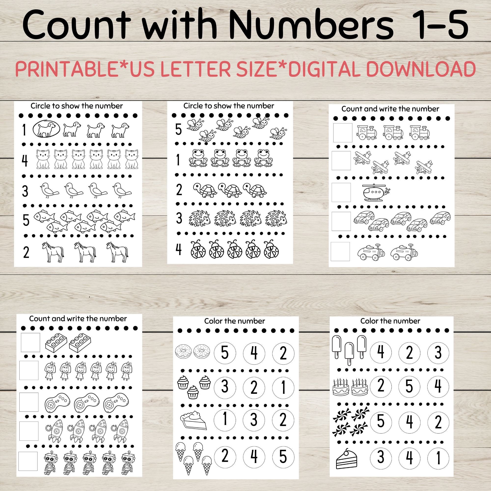 Printable Preschool Worksheets Workbook, 50 Pages, Instant Download ...