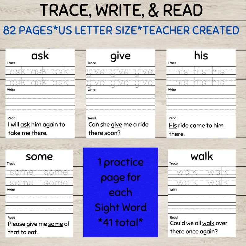 Printable First Grade Sight/dolch Word List Bundle, 82 Pages, Trace ...