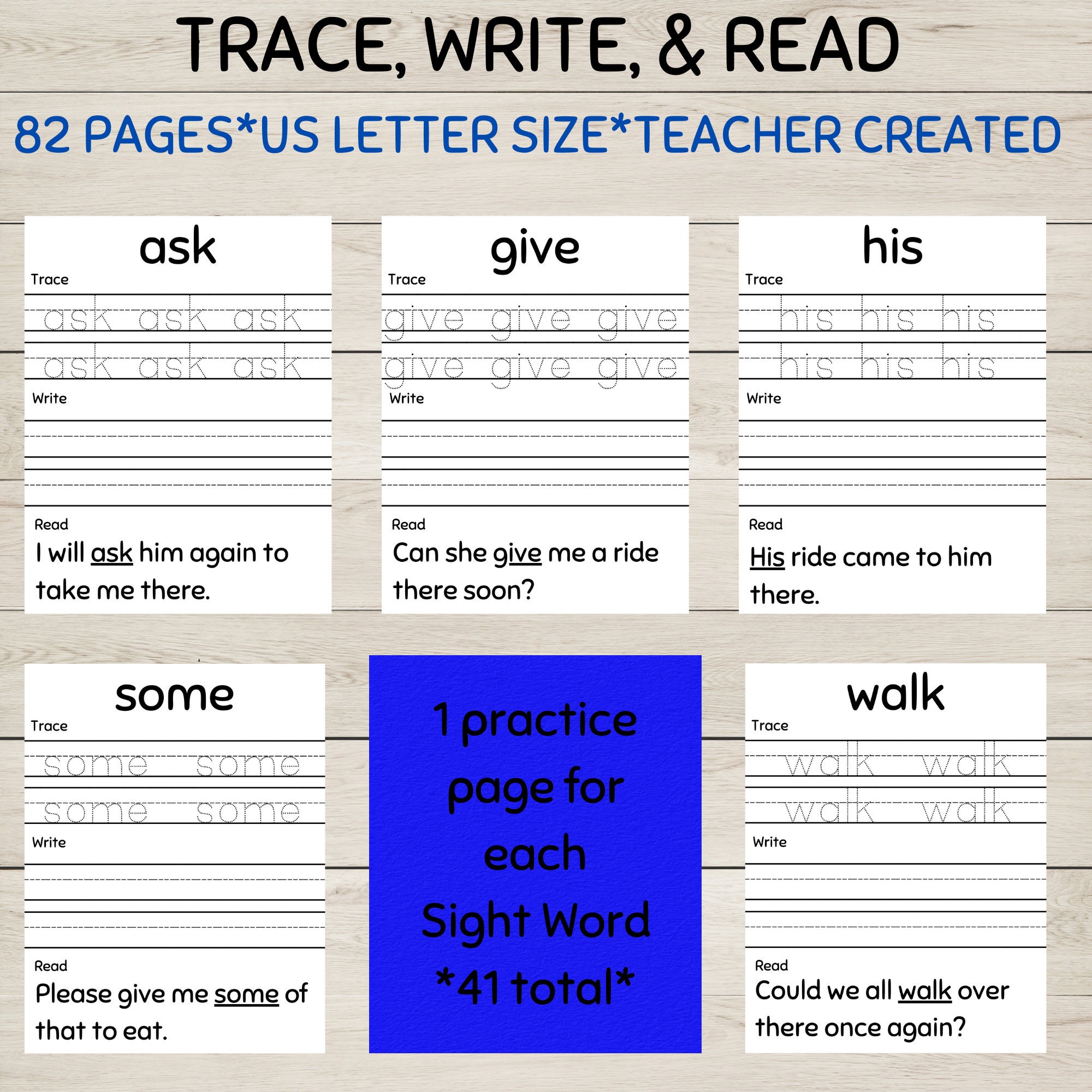 Printable First Grade Sight/dolch Word List Bundle, 82 Pages, Trace ...