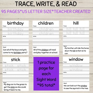 Printable Nouns Sight/dolch Word List Bundle, 143 Pages, Trace/write ...