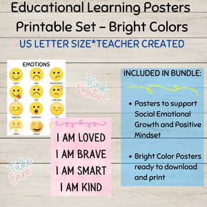 Printable Education Classroom Posters Bundle, 40 Pages, Bright Colors ...