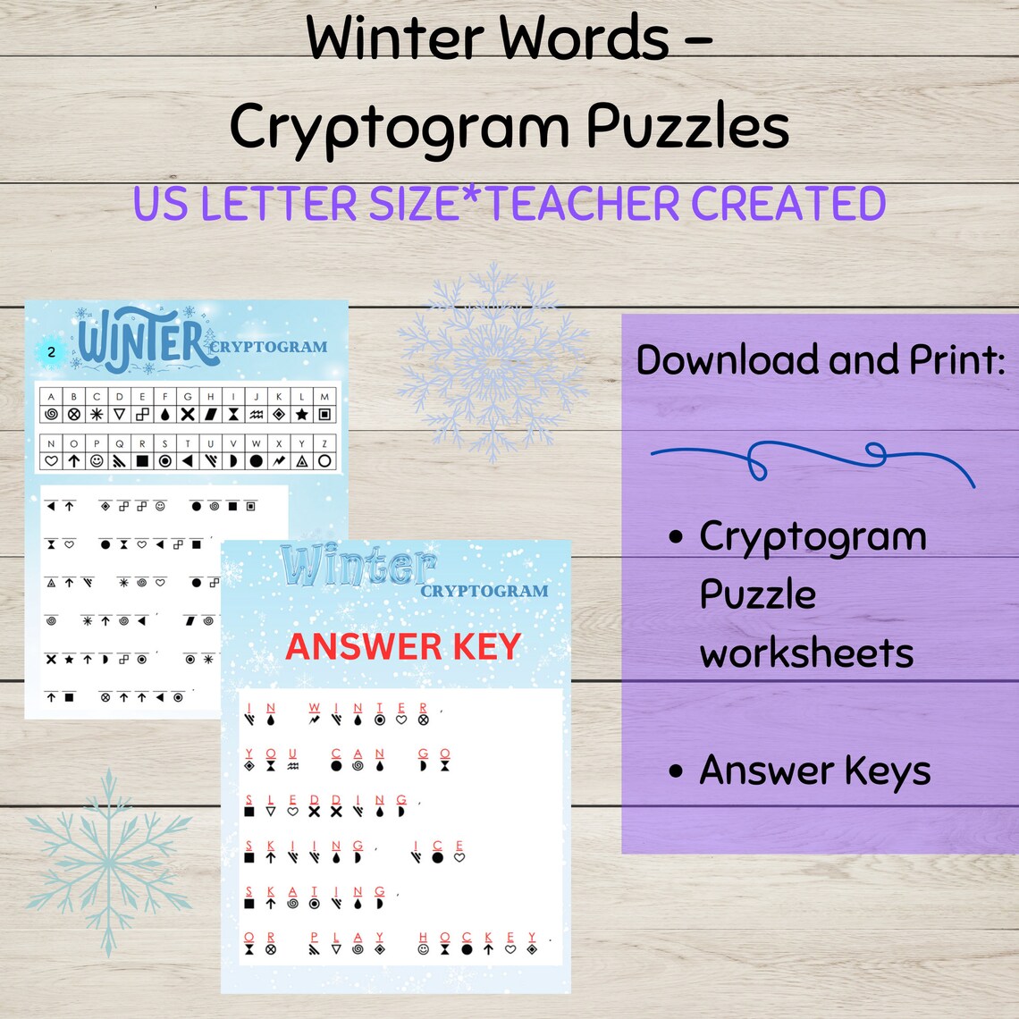 Printable Winter Themed Word Puzzles & Games Bundle, 65 Pages, Word ...