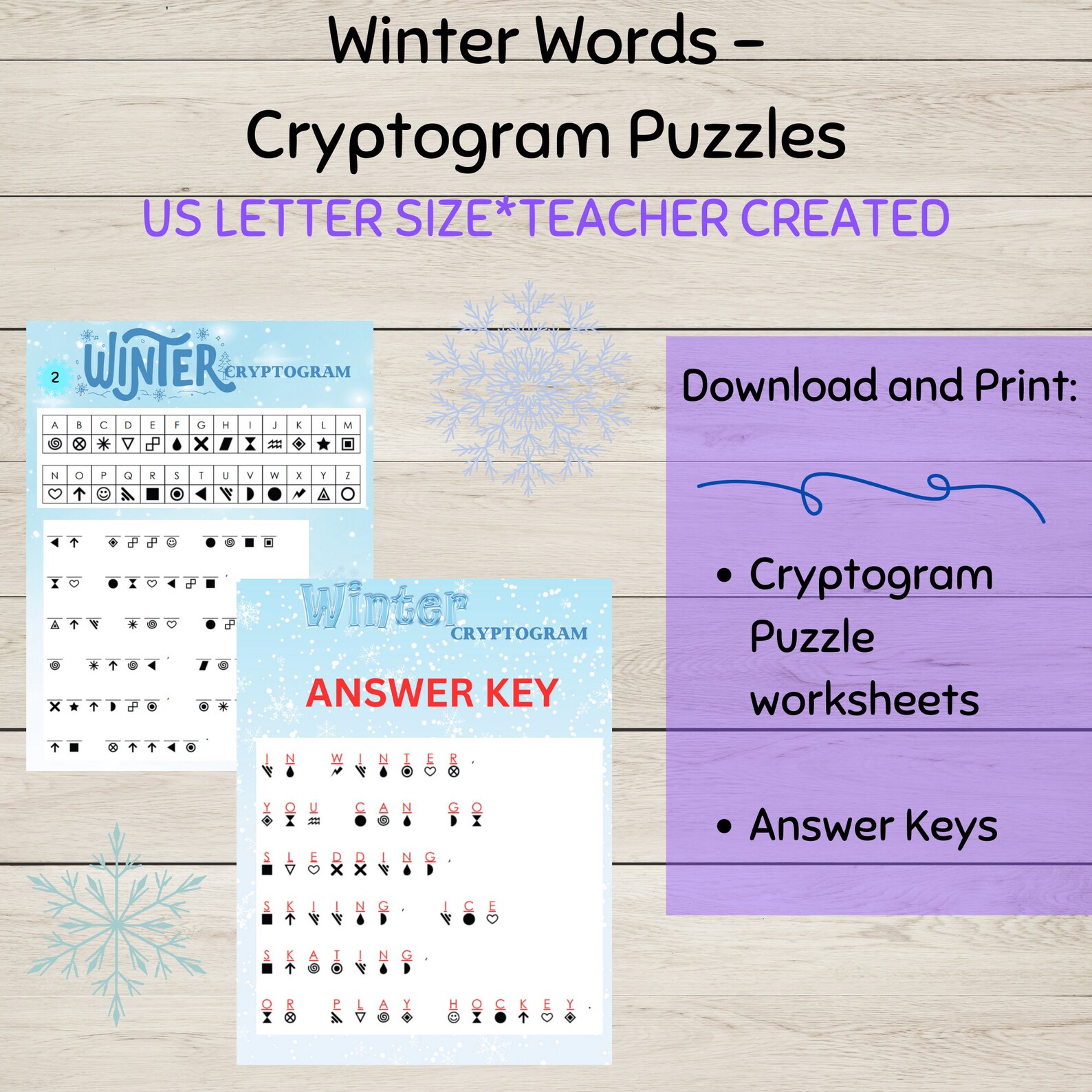 Printable Winter Themed Word Puzzles & Games Bundle, 65 Pages, Word ...