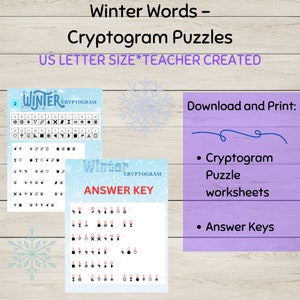Printable Winter Themed Word Puzzles & Games Bundle, 65 Pages, Word ...