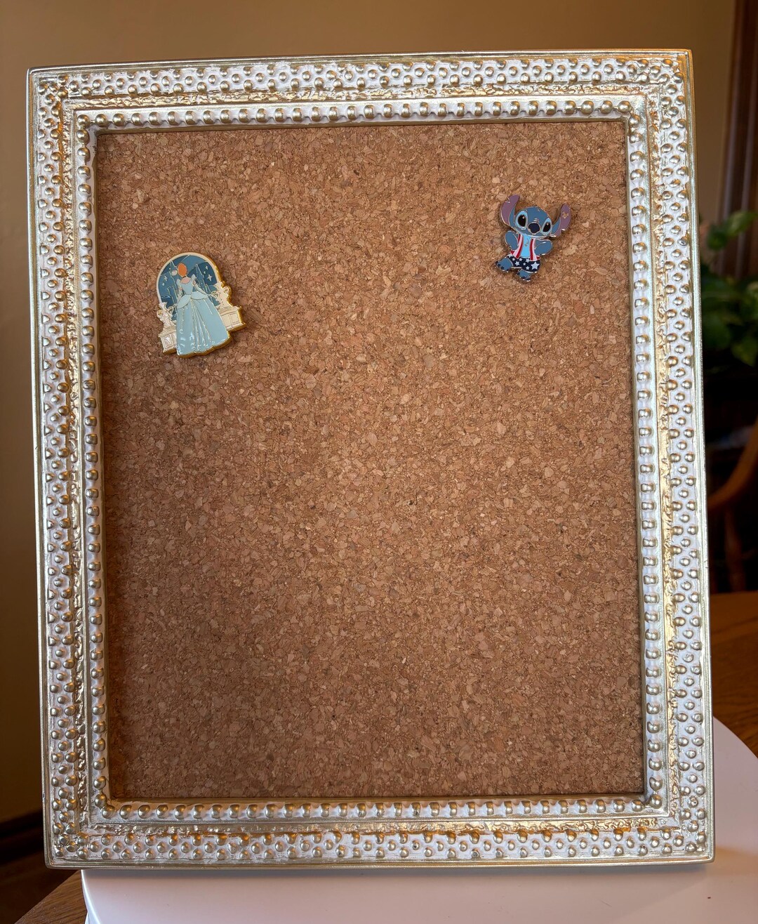 White and Gold Beaded Pin Trading Pinboard Corkboard Frame Display - Etsy