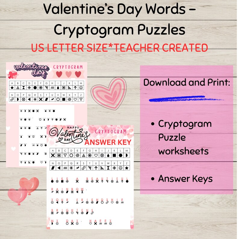 Printable Valentine's Themed Word Puzzles & Games Bundle, 51 Pages ...