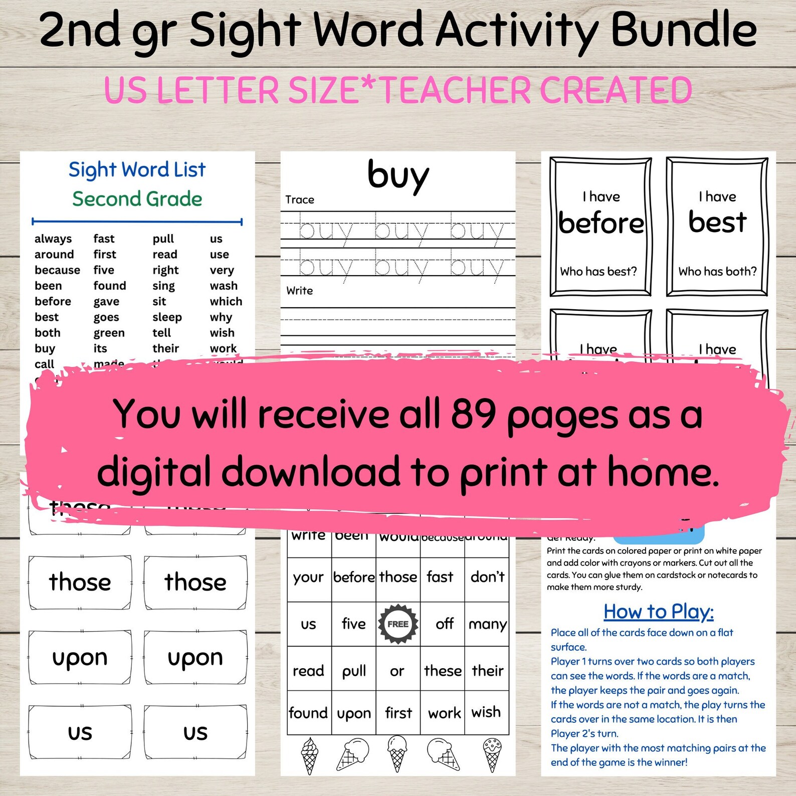 Printable Second Grade Sight/dolch Word List Bundle, 89 Pages, Trace ...