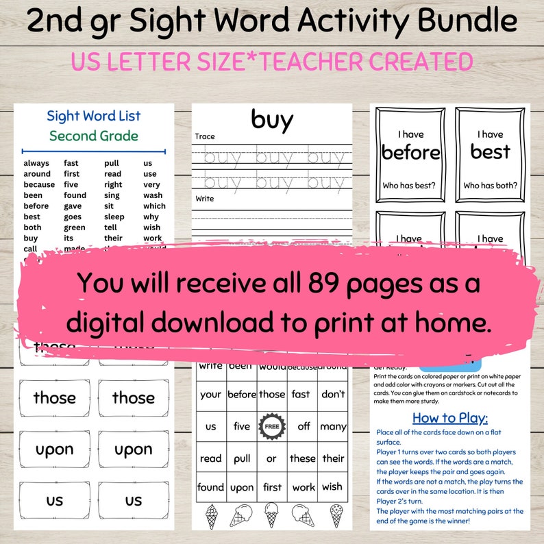 Printable Second Grade Sight/dolch Word List Bundle, 89 Pages, Trace ...