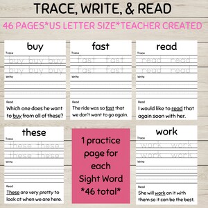 Printable Second Grade Sight/dolch Word List Bundle, 89 Pages, Trace ...