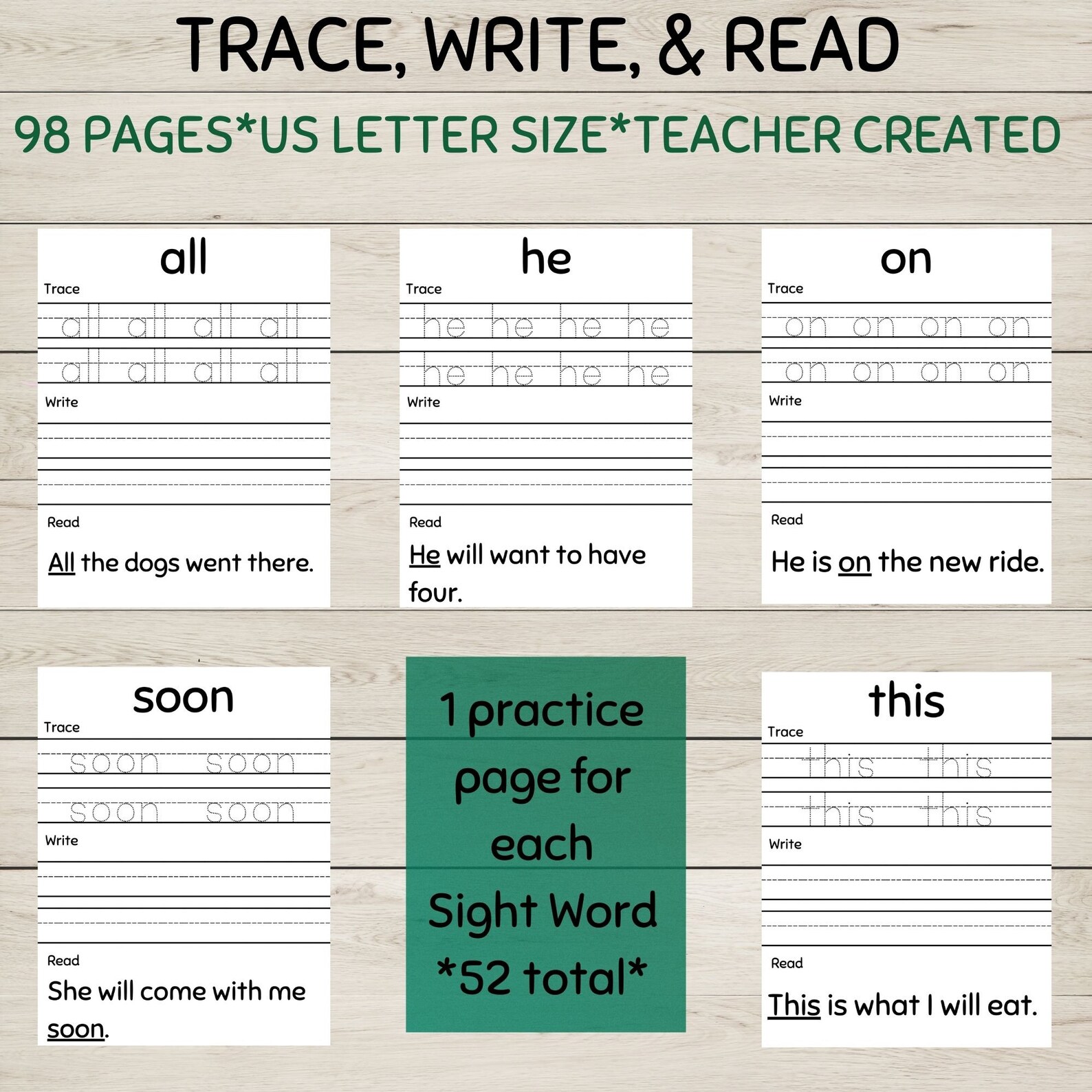 Printable Kindergarten Sight/dolch Word List Bundle, 98 Pages, Trace ...