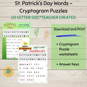 Printable St. Patrick's Themed Word Puzzles & Games Bundle, 56 Pages ...