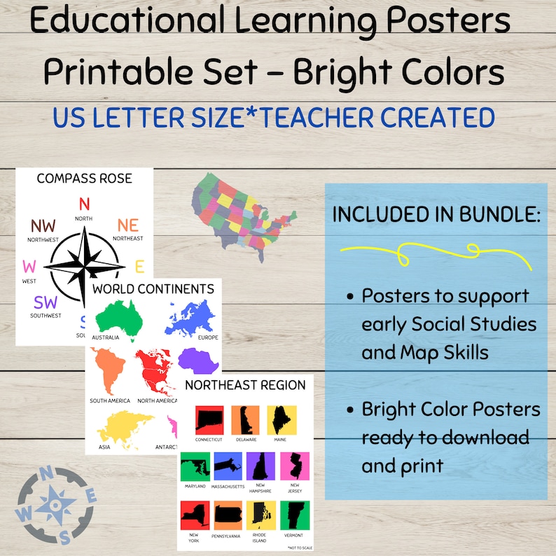 Printable Education Classroom Posters Bundle, 40 Pages, Bright Colors ...