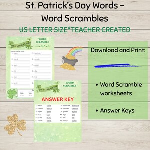 Printable St. Patrick's Themed Word Puzzles & Games Bundle, 56 Pages ...