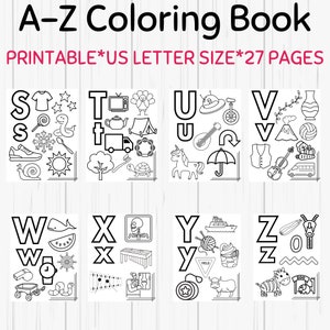 Printable Alphabet Coloring Book A-Z Worksheets Workbook, 27 Pages ...