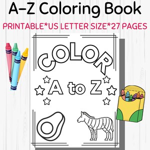 Printable Alphabet Coloring Book A-Z Worksheets Workbook, 27 Pages ...