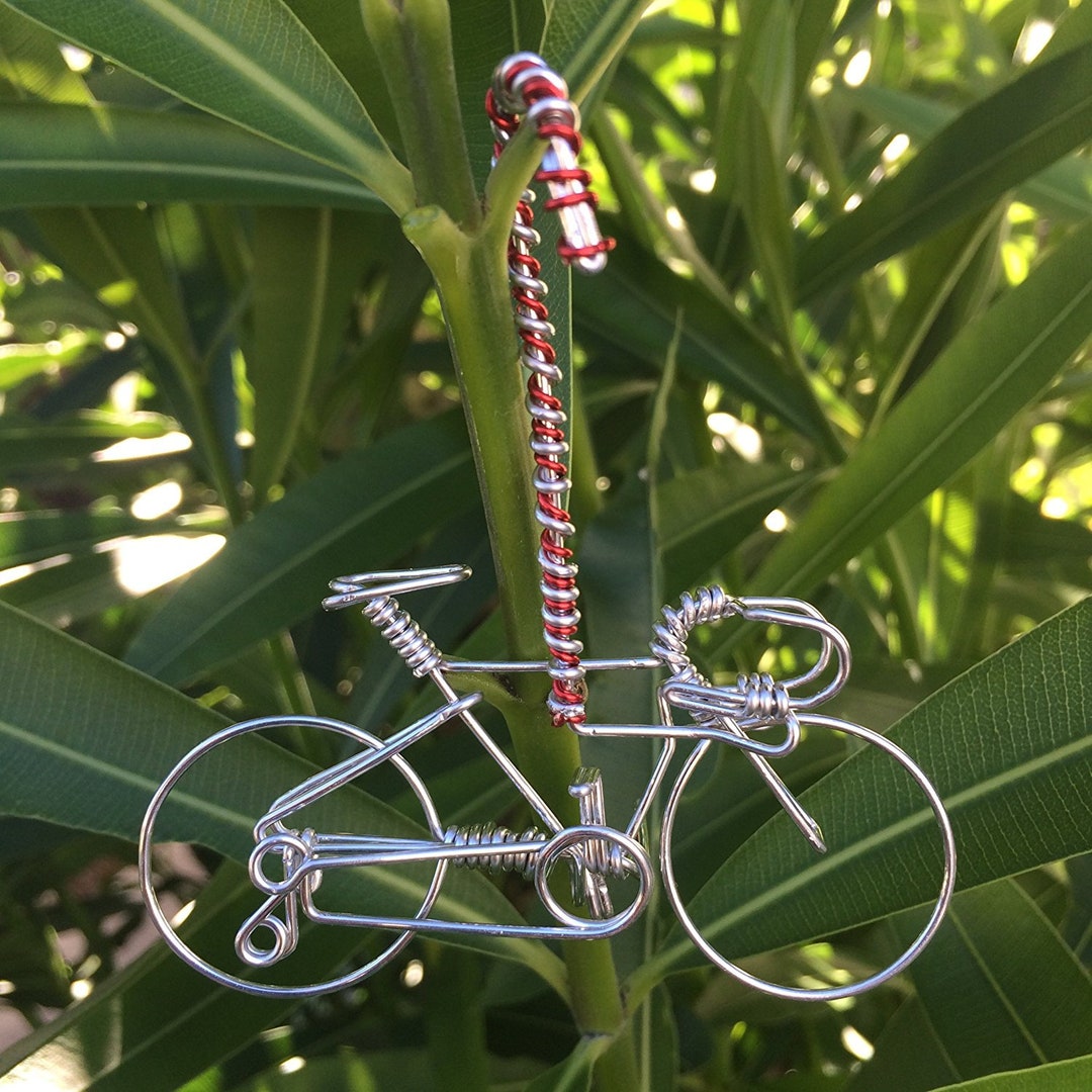 Christmas Candy Cane Bike Ornament -handmade Festive ONE WIRE Bicycle ...