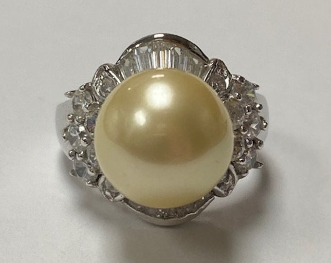 Fancy Pearl Dinner Ring Sterling Silver - Etsy