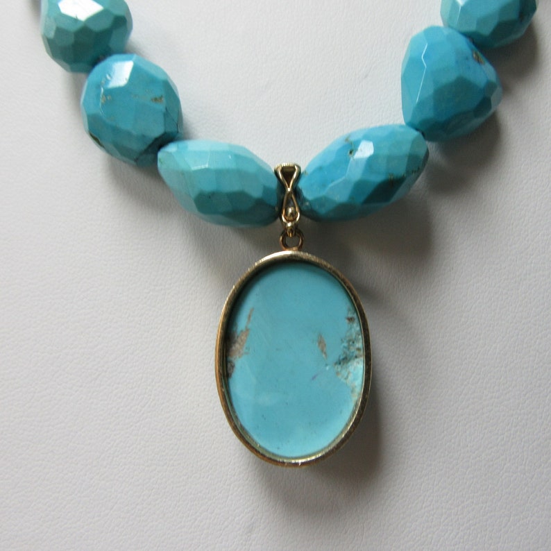 Sleeping Beauty Turquoise Pendant and Faceted Turquoise Bead - Etsy