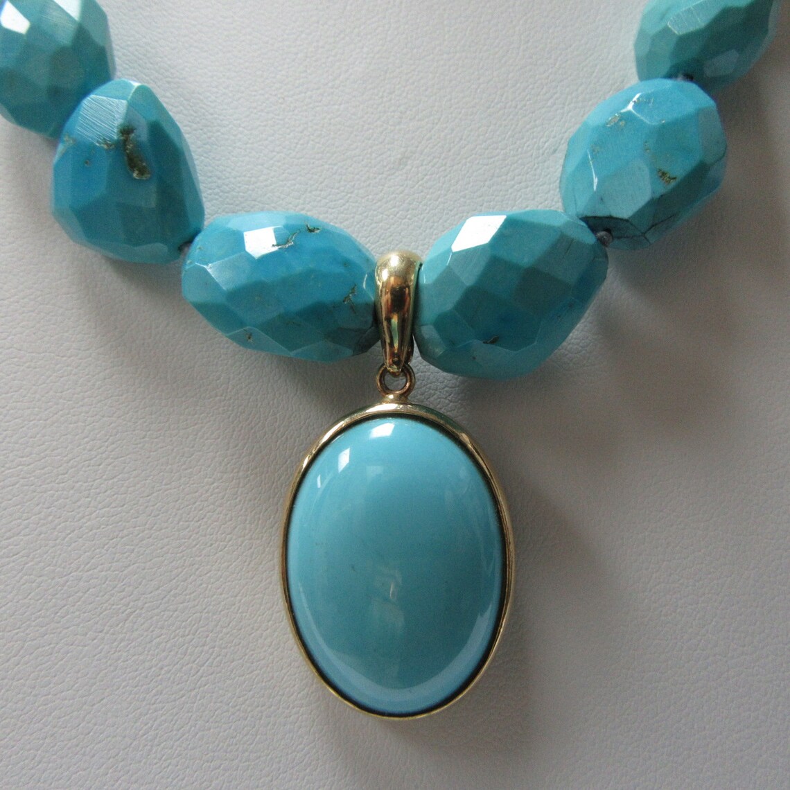 Sleeping Beauty Turquoise Pendant and Faceted Turquoise Bead - Etsy