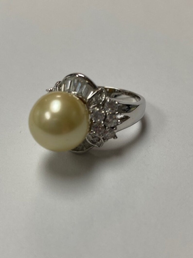 Fancy Pearl Dinner Ring Sterling Silver - Etsy