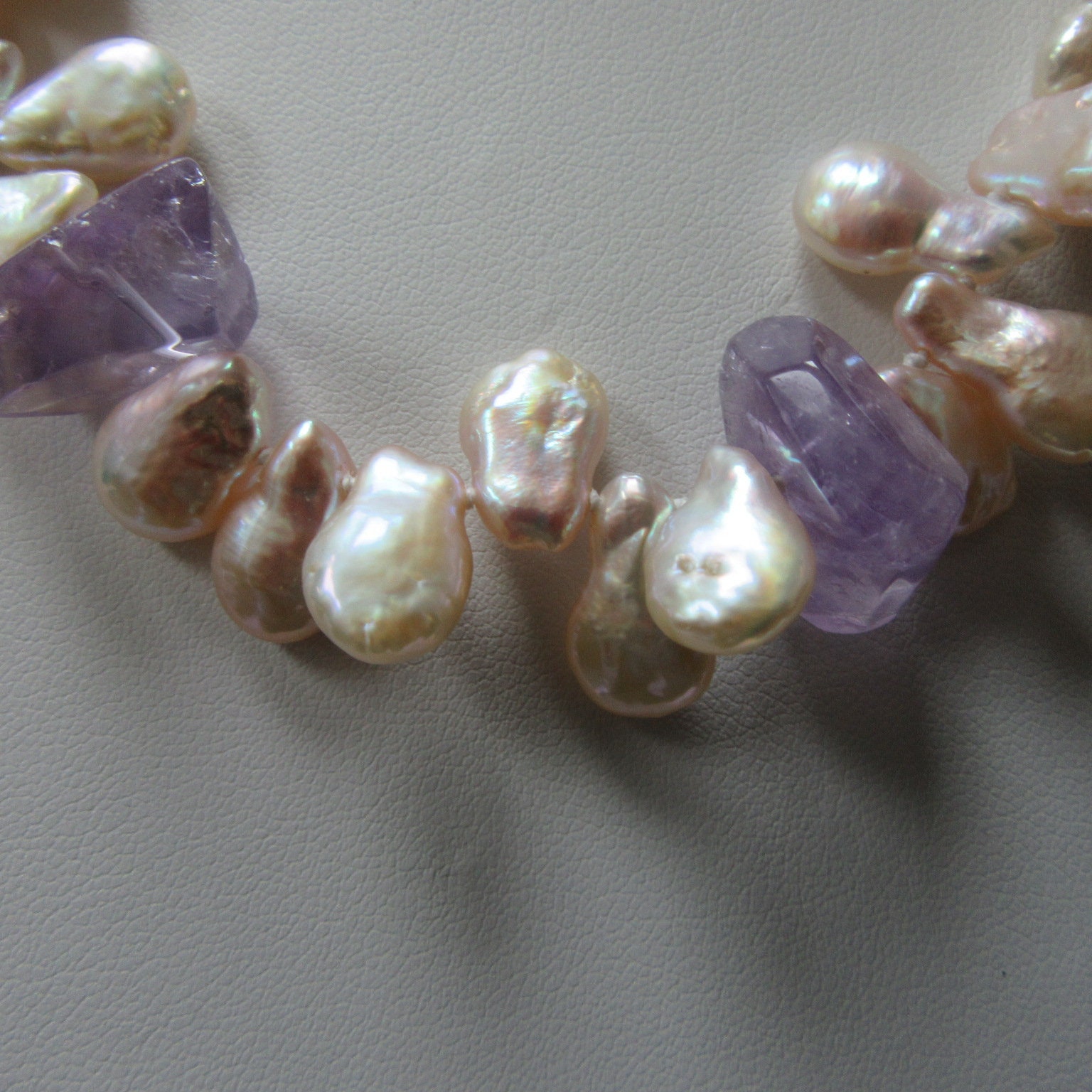 Amethyst and Pearl Necklace Fancy Amethyst Chunks With Pearls - Etsy