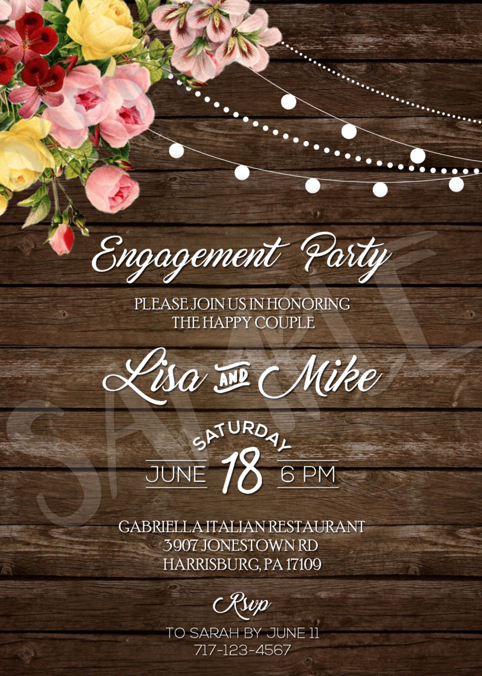 Rustic Engagement Party Invitation Hanging Lights. Rustic - Etsy