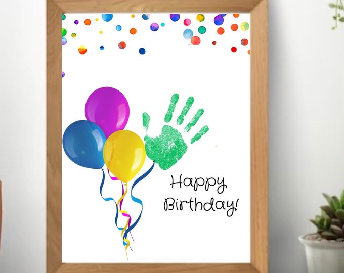 Happy Birthday Handprint Art Gift Personalized Birthday Gift for Mom ...