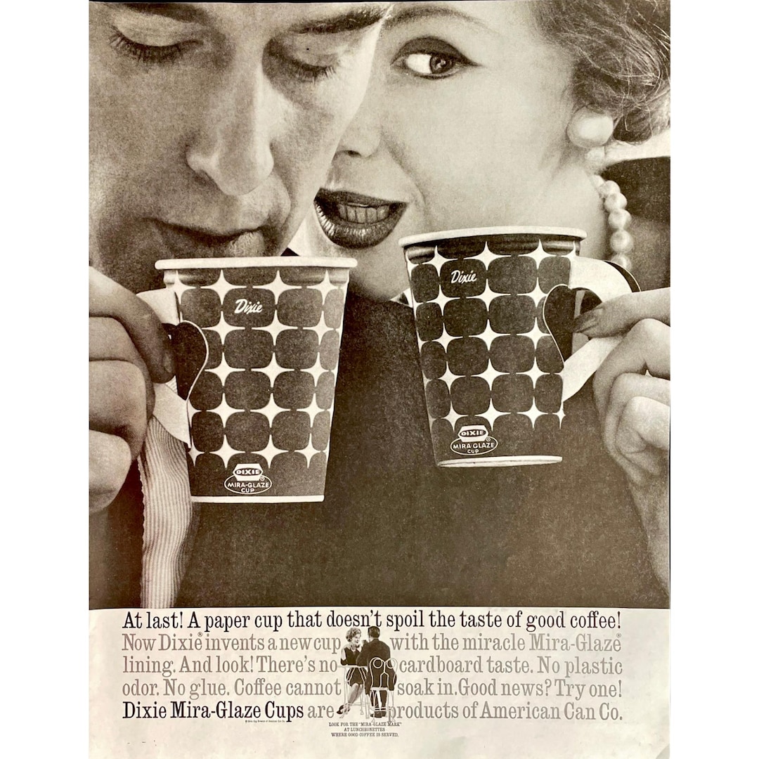 Dixie Paper Cups Vintage Print Ad 1960 Original Magazine Coffee Cup Ad ...
