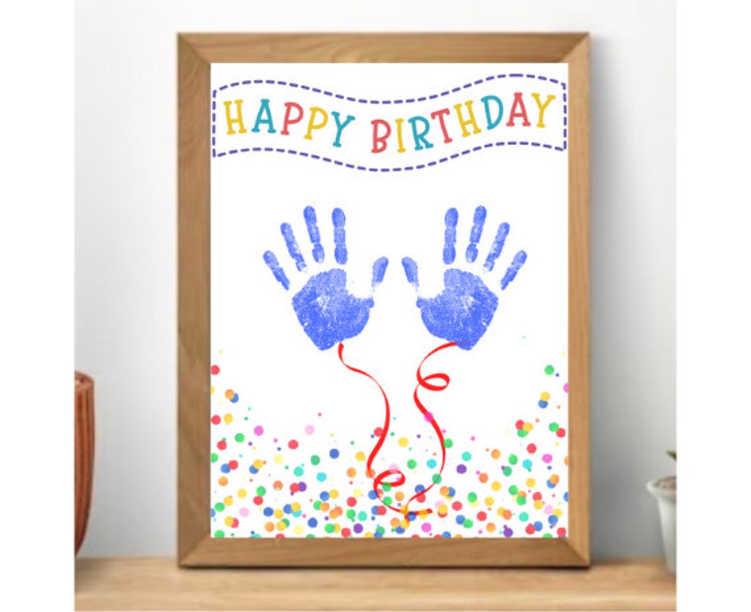 Happy Birthday Kids Handprint Art Gift Personalized Birthday Gift for ...