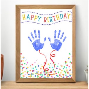 Happy Birthday Kids Handprint Art Gift Personalized Birthday Gift for ...