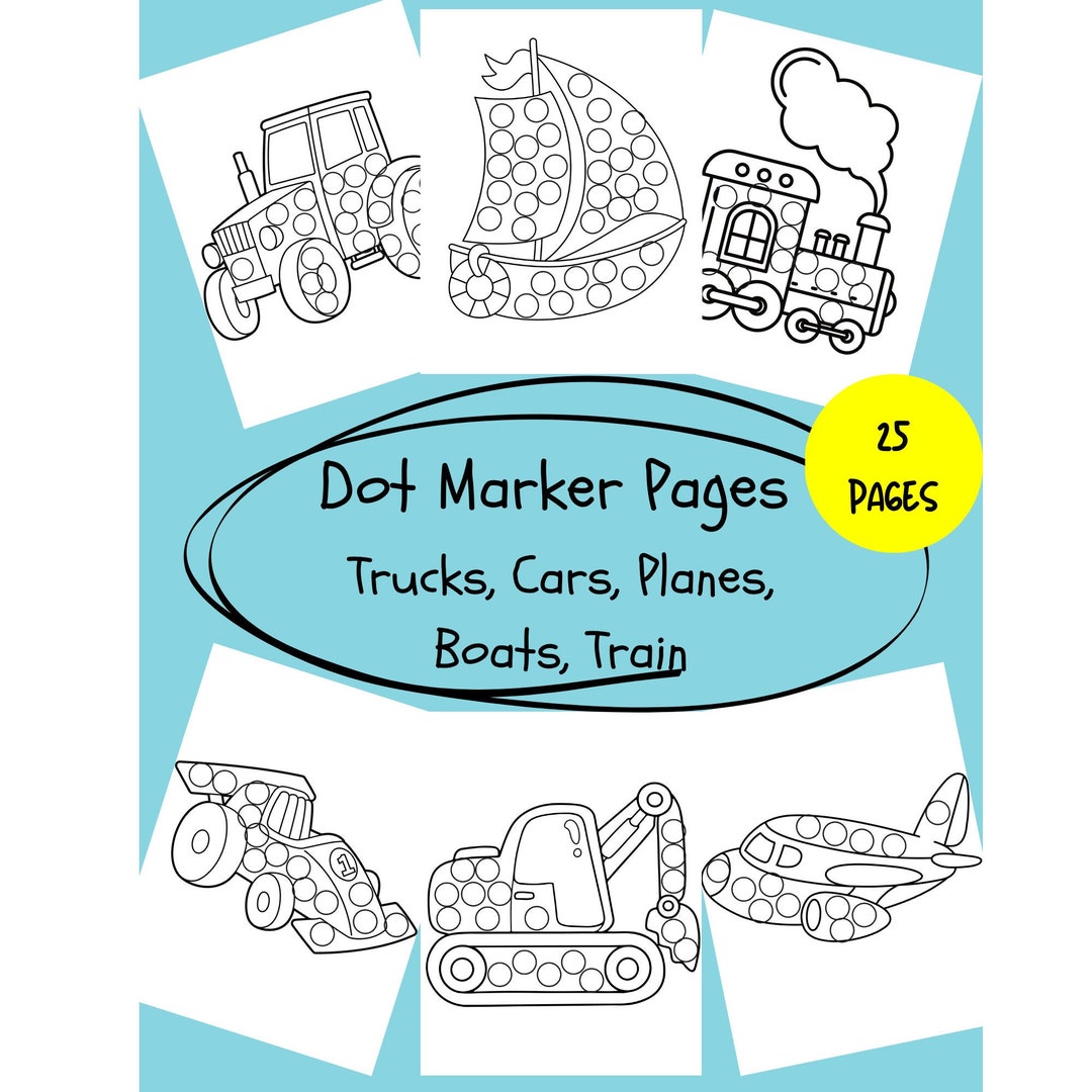 Trucks Cars Dot Marker Pages Easy Boys Dot Marker Printable Pages Kids ...