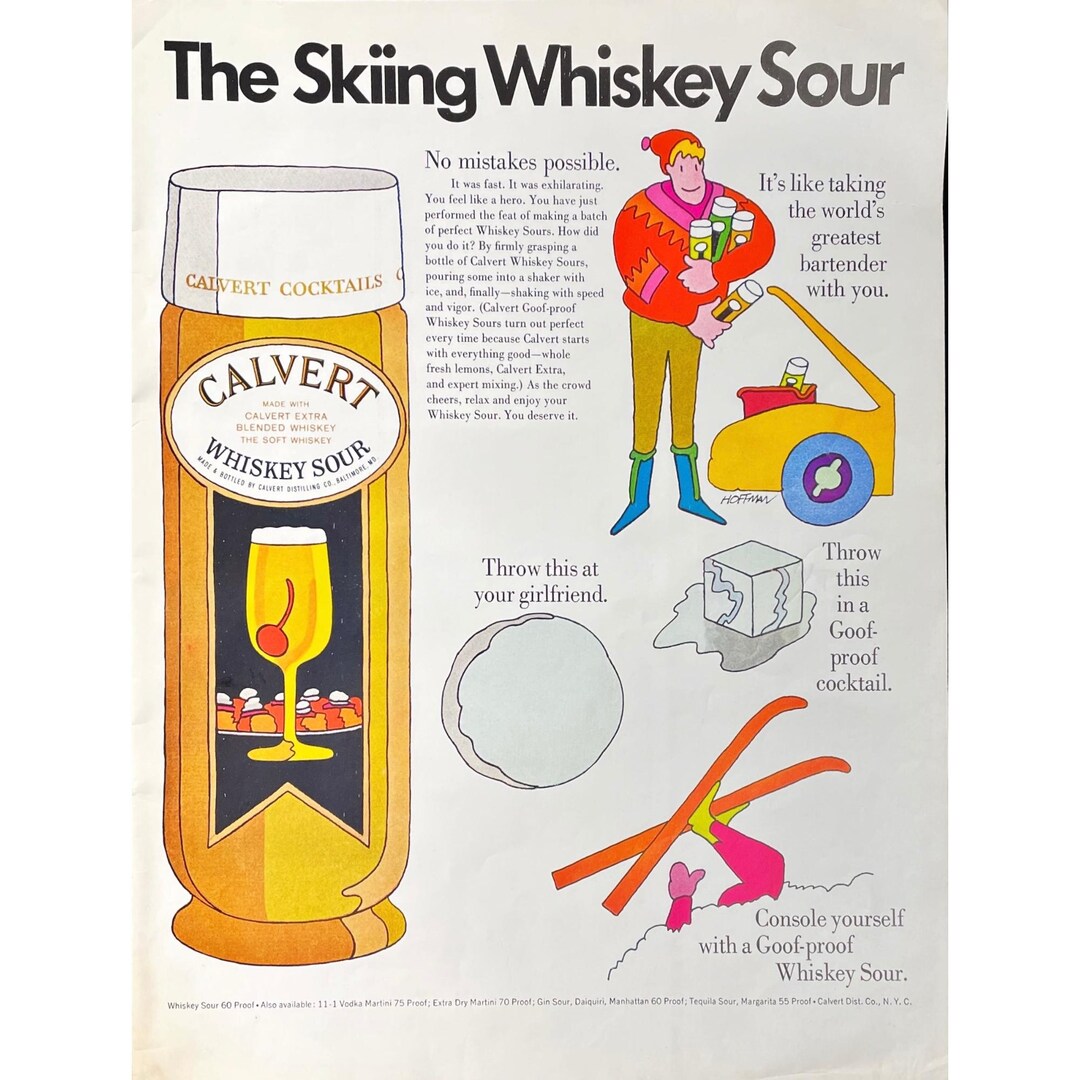 Calvert Whiskey Sour Drinks 1968 Vintage Print Ad Retro Alcohol ...