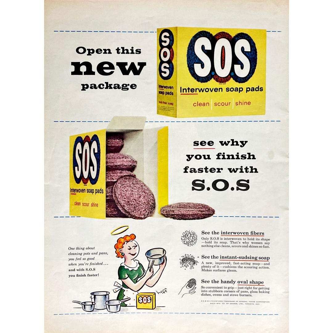 S.O.S. Cleaning Pads Vintage Print Ad 1959 Original Magazine ...