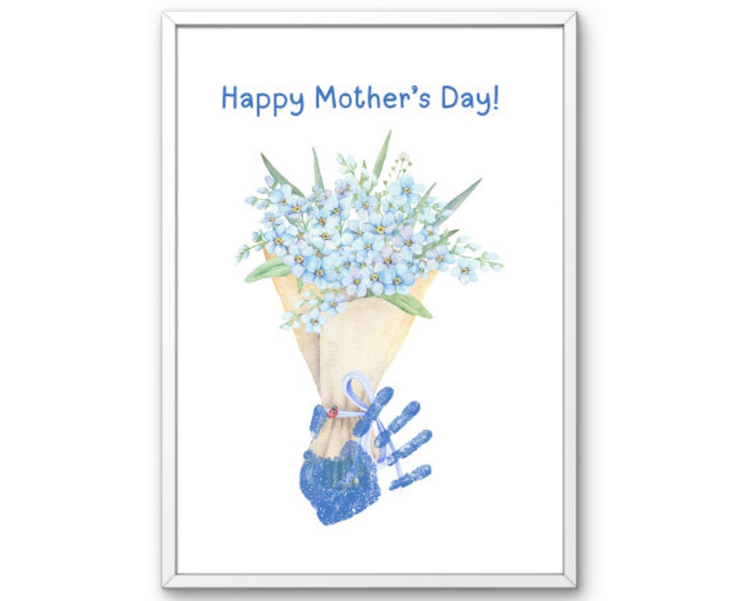 Mothers Day Kids Handprint DIY Card Wall Art Happy Mother's Day ...