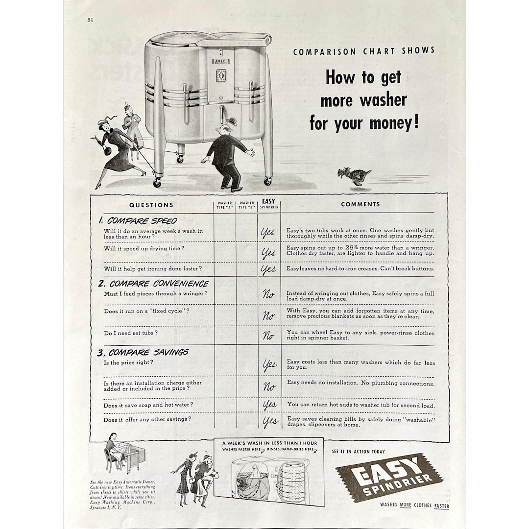 Easy Spindrier Washing Machine Vintage Print Ad 1948 Retro Clothes ...
